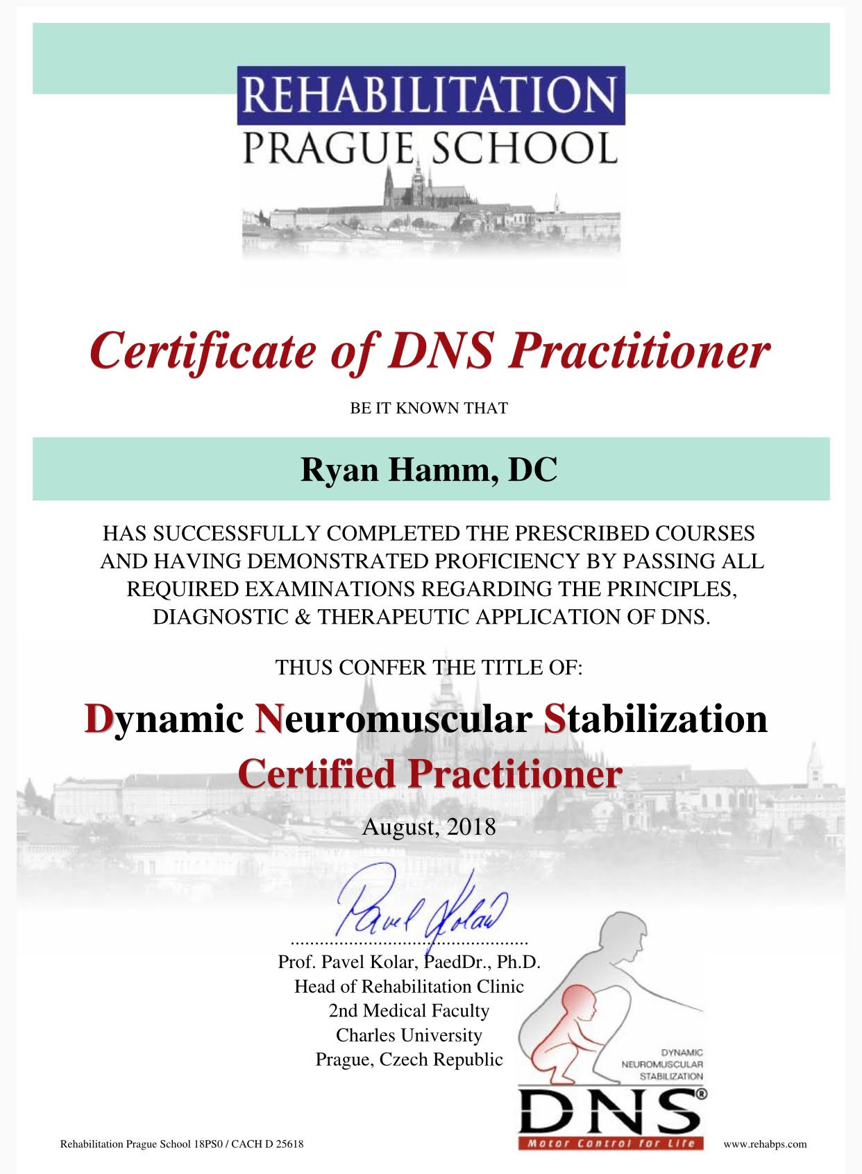 Dr. Hamm Receives Certification in Dynamic Neuromuscular Stabilization ...